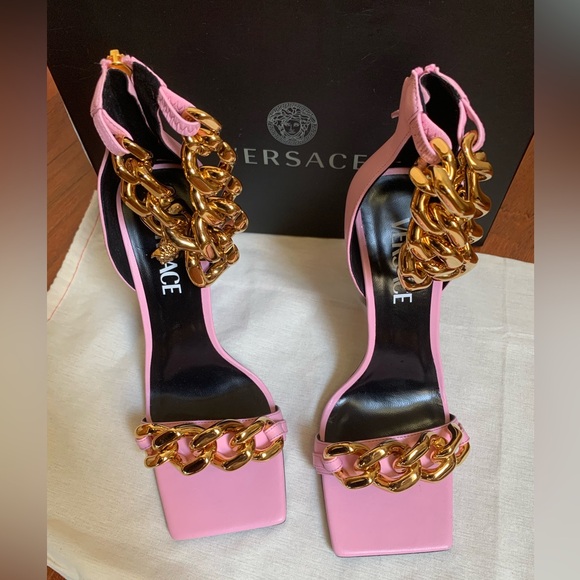 Versace | Shoes | Versace Medusa Pink And Gold Womens Heels | Poshmark